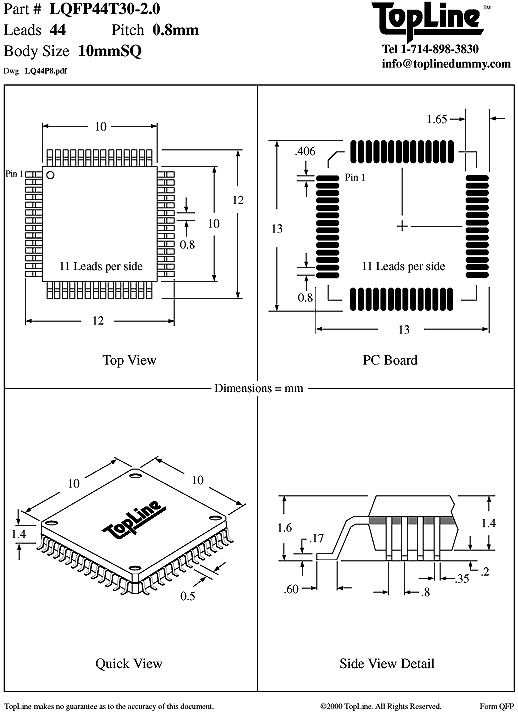 LQFP Dummy 1.4mm thick Quad Flat Pack Lead Free (Pb-Free) RoHS with ...